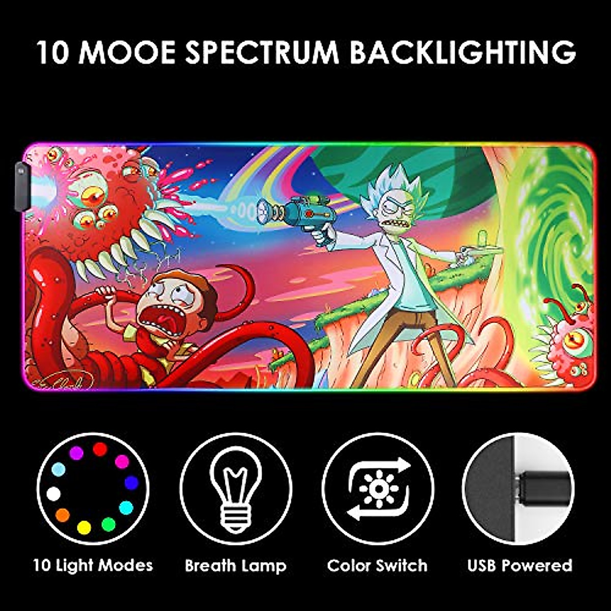 Envysun RGB Mouse Pad LED Light Gaming Mouse Pad with Rubber Base Colorful Computer Carpet Desk Mat for PC Laptop (31.5 11.8 inch) (80x30 rggun)