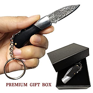 STARDW Damascus Pocket Knife,Mini Folding Pocket Knife,EDC Pocket Knife with Wood Handle,Gifts for Men Women (Damascus A)