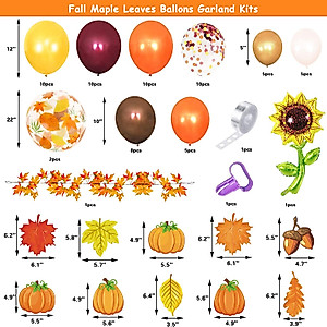 Levfla Balloons Garland Maple Leaves Decoration Kits Pumpkins Confetti Backdrop Cutouts Birthday Party Baby Shower Bridal Shower Seasonal Balloons Arch Photo Props Favor Ideas Supplies