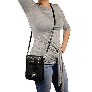 Milwaukee Leather MP8805 Women's Black Small Leather Studded Shoulder Bag - One Size