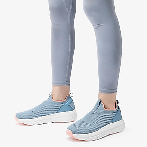 STQ Women's Slip On Walking Shoes Active Cushion Comfortable Tennis Breathable Non Slip Athletic Gym Workout Cross Training Sneakers Denim Blue US 9