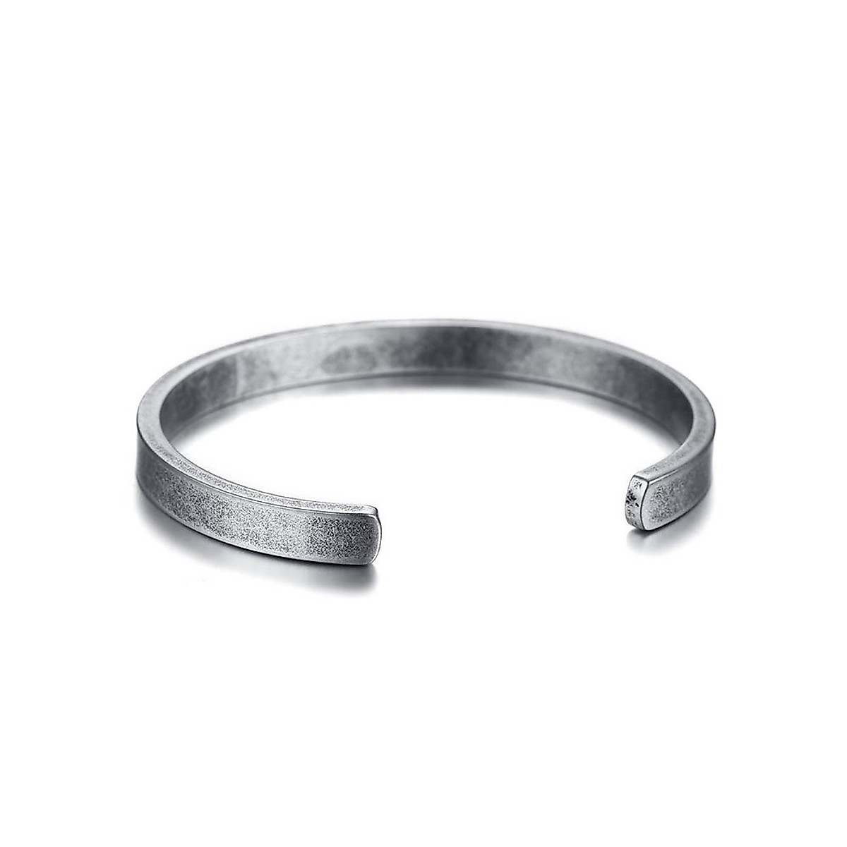 MEALGUET Personalized Cuff Bracelet Stainless Steel Inspirational Bracelets Free Custom Engraved Name Mantra Text Bangle Open Cuff Bangle for Men Women,Antique Grey, 6mm Width