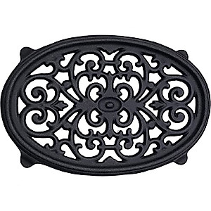 Matte Black Oval Filigree Steamer Trivet