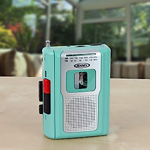 Jensen CR-100 Retro Portable AM/FM Radio Personal Cassette Player Compact Lightweight Design Stereo AM/FM Radio Cassette Player/Recorder & Built in Speaker (Teal Limited Edition)
