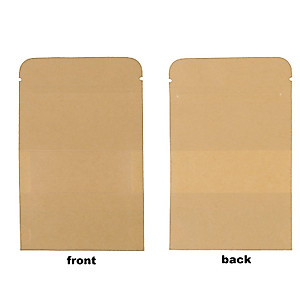 SHEUTSAN 500 Pack Kraft Bags with Window, 3.5 x 5.5 Inches Stand Up Storage Pouches Ziplock Sealing Packaging Paper Bag Resealable Sample Bags for home and business use