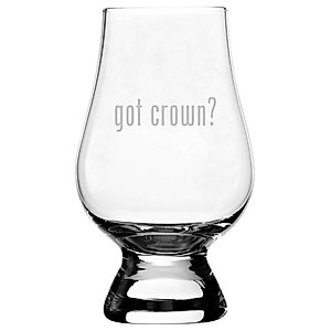 got crown? Etched Crystal Whisky 5.9oz Snifter Tasting Glass compatible with The Glencairn Glass Accesories