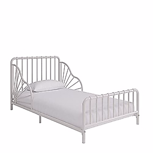 Little Seeds Quinn Whimsical Metal Toddler Bed, White