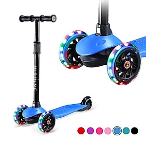 Toddler Scooter for Kids 3 Wheels Scooter for Boys Girls Kick Scooter with PU Flashing Wheels, Adjustable Height, Lean to Steer,Fits Children Ages 2-5 Years Old, Blue