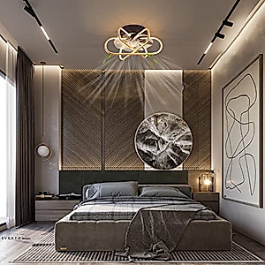 DADUL 16.5" Ceiling Fan with Lights Remote Control, Flush Mount Bladeless Ceiling Fan, 3 Color 6 Speeds Wind Low Profile Ceiling Fan with Light for Bedroom Living Room - Gold