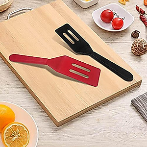DLAND 2 Pcs Mini Spatula Serving Spatula Flexible Nonstick Silicone Heat-Resistant Cookie Spatula Slotted Spatula for Flip Egg in Small Frying Pan Cookie Batter Cookware Cooking Baking(Red and Black)