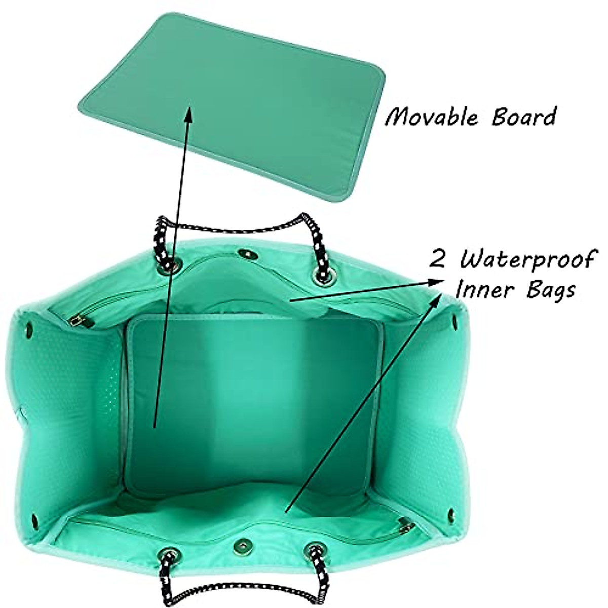 Hibala Neoprene Multipurpose Beach Bag,Gym/Travel/Pool Bag,Tote For Women&Men (Grey)