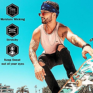 Obacle Headbands for Men Women Sweat bands Headbands Non Slip Thin Lightweight Breatheable Head Band Outdoor Sports Workout Yoga Gym Running Jogging (Sports Headbands, 4 Pack Gray Blue Green Red)