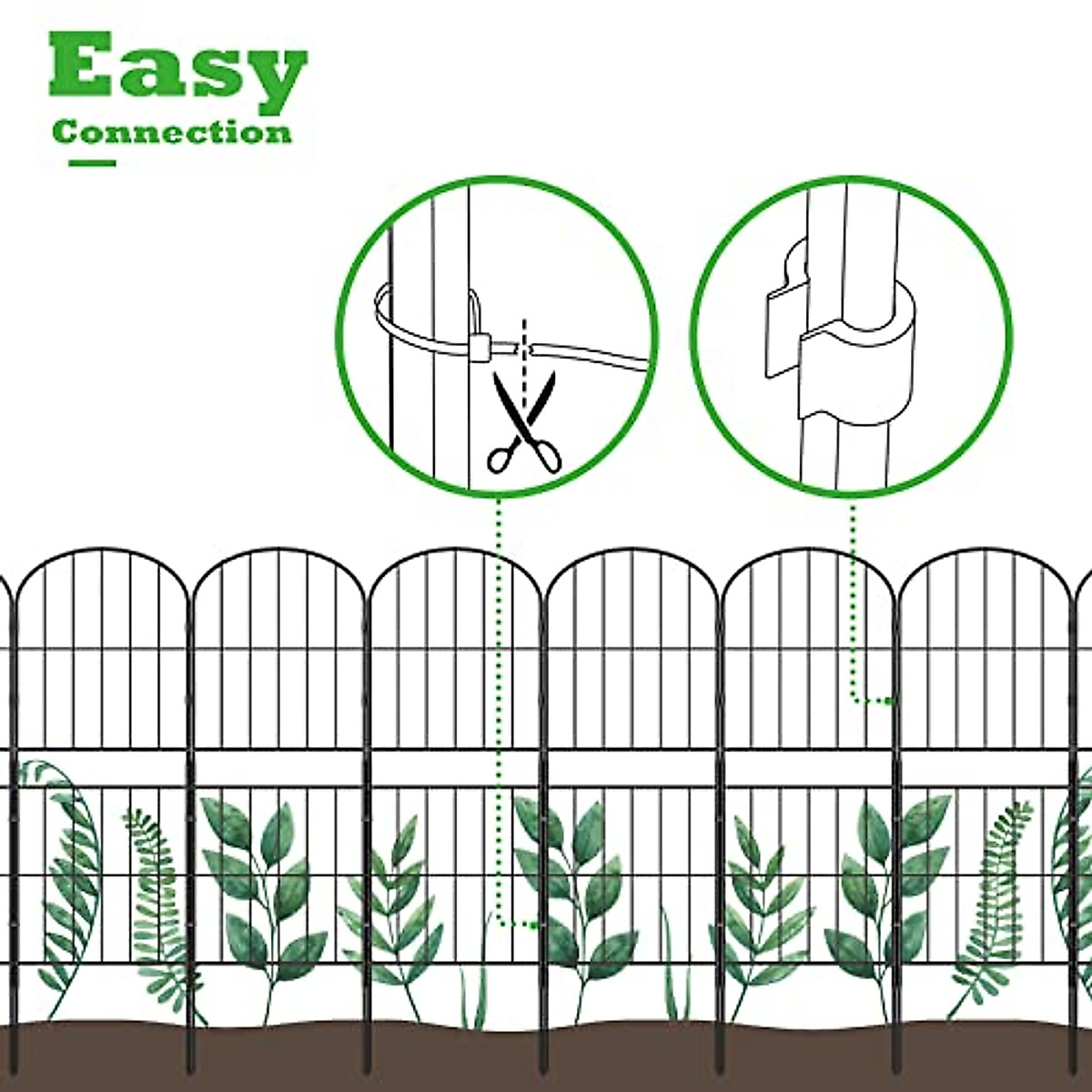 OUSHENG Decorative Garden Fence No Dig Fencing 10 Pack, 37.5in (H) x 10ft (L) Rustproof Metal Wire Panel Border Animal Barrier for Dog, Flower Edging for Yard Landscape Patio Outdoor Decor, Arched