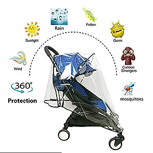 Stroller Rain Cover Universal Stroller Cover for Toddler Umbrella Stroller LLUFO Waterproof Snow Wind Weather Shield,Food Grade EVA No Odor
