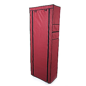 Guangshuohui Shoe Cabinet, 10-Layers 9 Lattices Non-Woven Fabric Shoe Rack with Dustproof Cover Closet Shoe Storage Cabinet Organizer (Wine Red)
