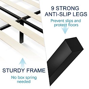 Molblly Queen Bed Frame with Adjustable Headboard, Linen Fabric Wrap, Strong Frame and Wooden Slats Support, No Box Spring Needed, Non-Slip and Noiseless, Easy Assembly, Light Grey