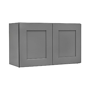 ONESTOCK Gray Shaker Wall Cabinet - Ready to Assemble, Perfect for Kitchen, Laundry, Garage or Bathroom Storage - 30" W x 15" H x 12" D