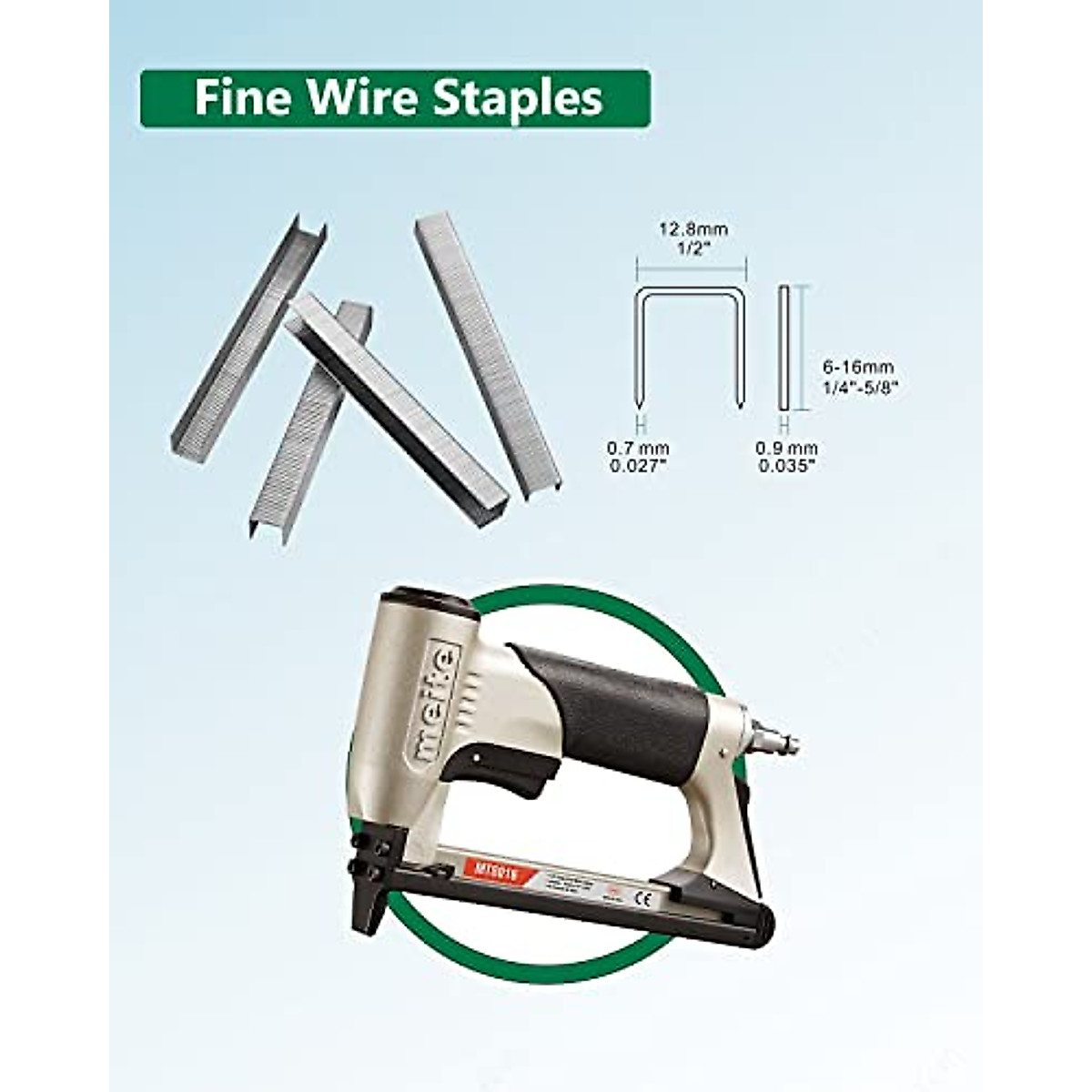 meite 21 Gauge 1/2-Inch Crown 1/4-Inch Leg Length Galvanized Fine Wire Staples Upholstery Staples for MT8016 Stapler 10,000 PCS/Box (1 Box)