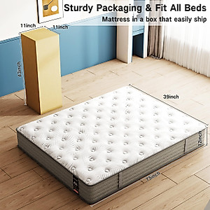 Twin Mattress 12 Inch, Gel Memory Foam Mattress, Hybrid Mattress in a Box with Pocket Spring, Soft & Comfortable Medium Firm Mattress, Motion Isolation, Pressure Relief, CertiPUR-US Certified