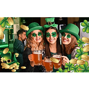 LASPOR St. Patrick's Day Irish Shamrock Sunglasses for Women Men Green Lucky Leprechaun for Costume Accessories (Clover Dark Green)