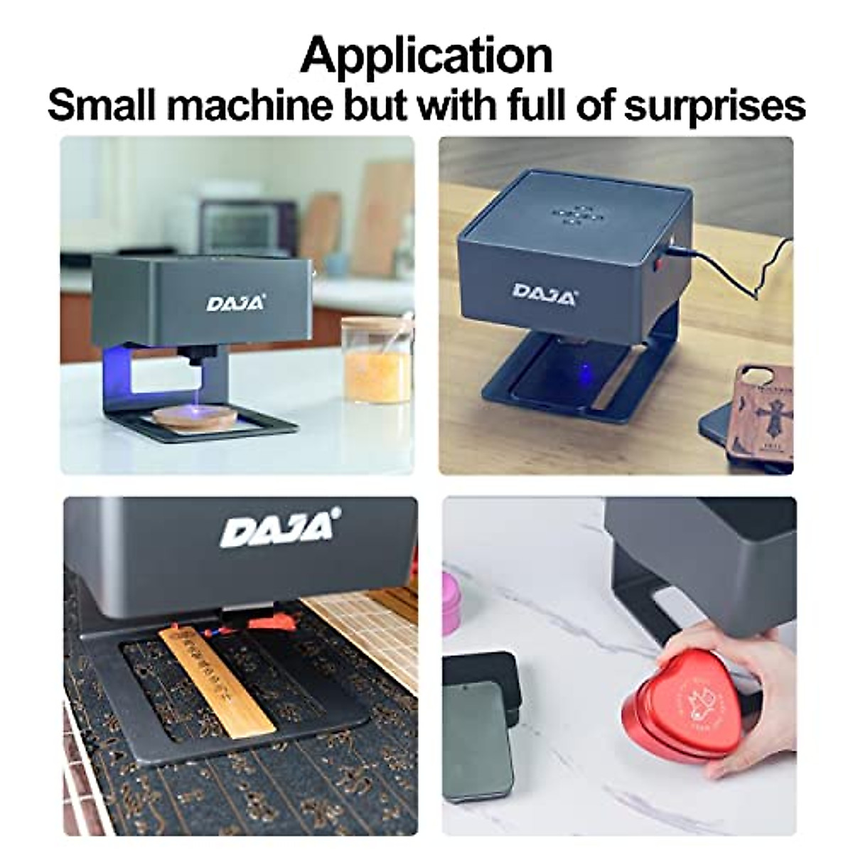 Phezer DJ6 Laser Engraving Machine for Beginners, 2.12lb Portable 3W Output Laser Engraver Logo Marker DIY Handcraft Kits for Wood Bamboo Coated-Metal Leather Paper Acrylic (3.15” X 3.15” Work Area)