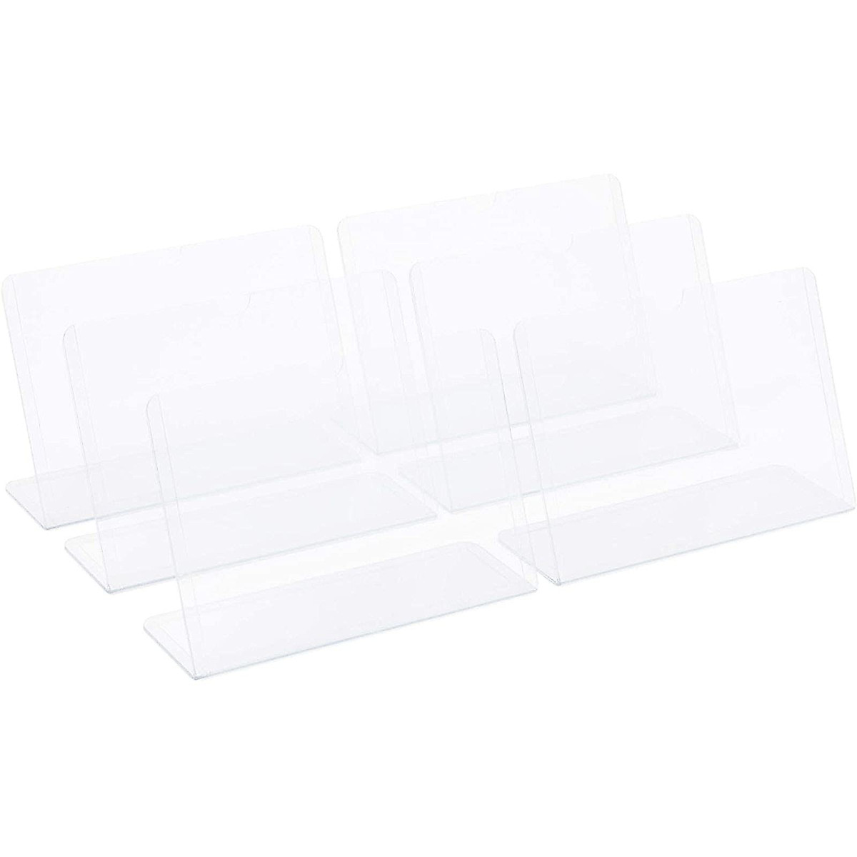 Slant Back Acrylic Sign Holder, Horizontal Sign Display (7 x 5 in, 6 Pack)