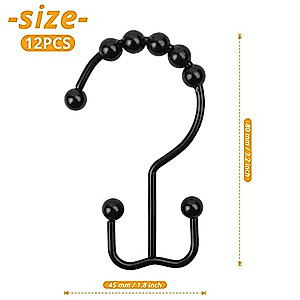 MJIYA Shower Curtain Rings, Stainless Steel Roller Rust-Resistant Balance Sliding Anti-Drop Double Shower Hooks for Curtain Bathroom Shower Curtain (Black)