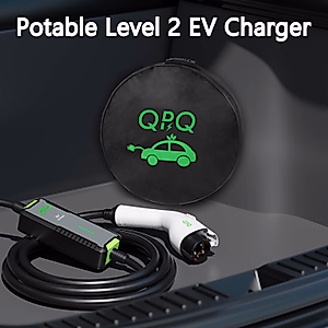 QPQ Level 1-2 EV Charger, 16 Amp 110-240V Portable Electric Car Charger, Electric Vehicle Charging Stations with NEMA 6-20 Plug & NEMA 5-15 Adapter for J1772 with 21 FT Cable