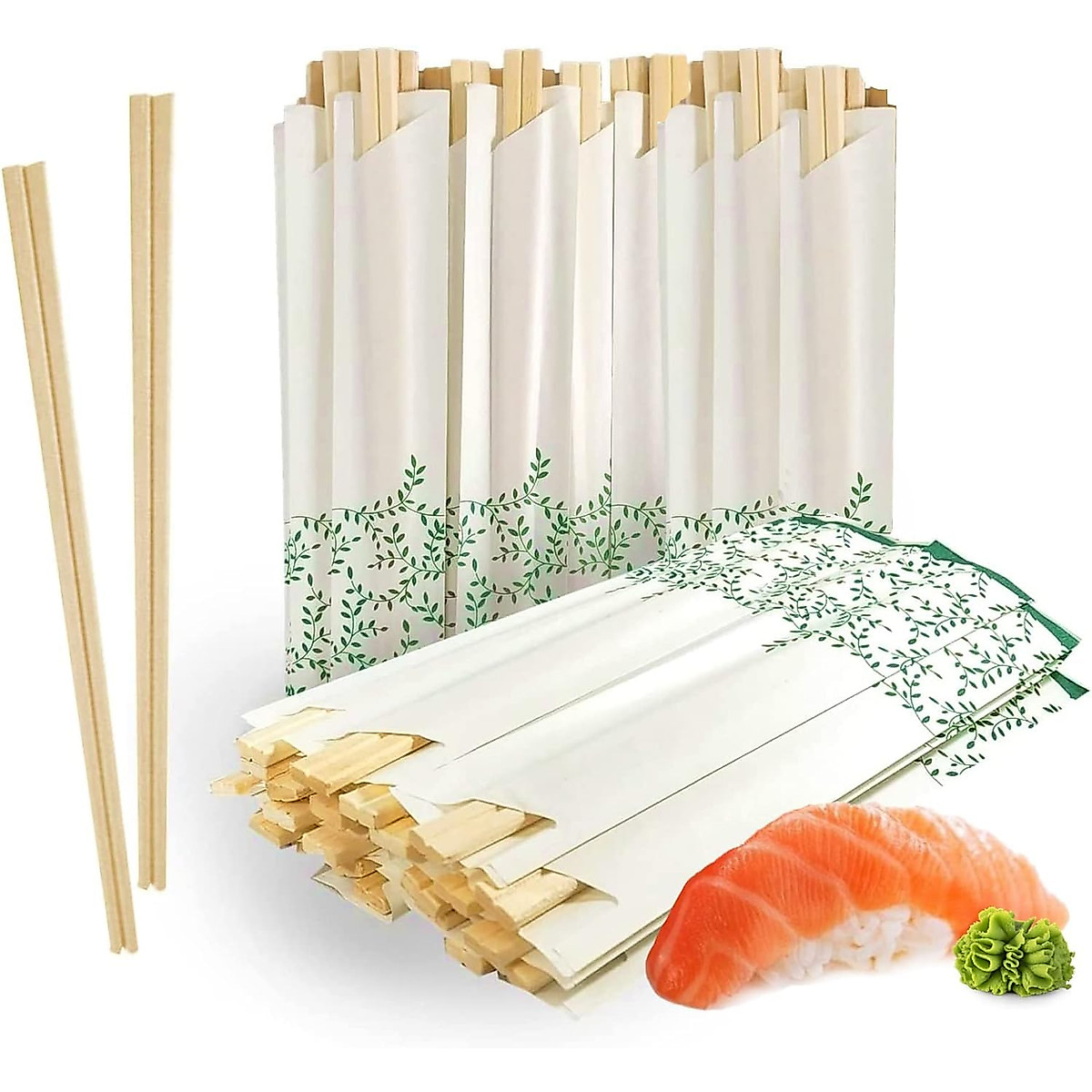 200 Pairs Wooden Chopsticks I Solid No Splinters Smooth Sturdy Chop sticks I Individually Wrapped Disposable Chopstick