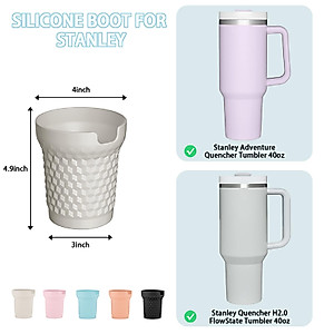 GENLEAS 2PCS Silicone Boot for Stanley Cup, 3D Diamond Pattern Design for Stanley Quencher H2.0 40 oz, Anti-Slip Bottom Sleeve Cover Bumper, Rose Quartz