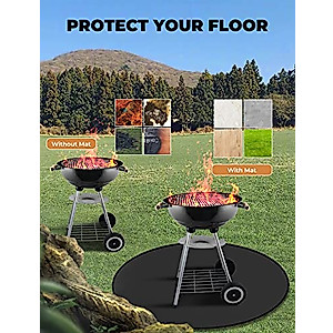 yamagahome Large Under Grill Mat & Fire Pit Mat 39", Round Grill Mats for Outdoor Grill Deck Protector, Fireproof Mat for Under Fire Pit, Double-Sided Fireproof BBQ Grill Mat, Oil-Proof & Waterproof