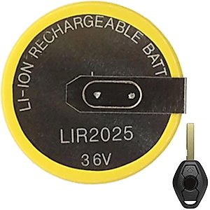 for 1996-2012 Remote Key FOB Battery LIR2025 (90 Degrees) Compatible with BMW Remote Case Shell fits 3 5 7 Series, M3 M5 M6 Z3 Z4 Z8 X3 E63 E38 E83 E53 E36 E85 (LX8FZV LX8 FZV) – with Instructions