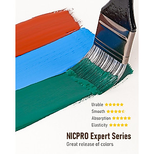 Nicpro 36pcs Paint Brush Set, Professional Paintbrushes with Palette Knife and Cloth Roll, Suitable for Artists and Beginners for Acrylic Painting, Oil, Watercolor, Gouache