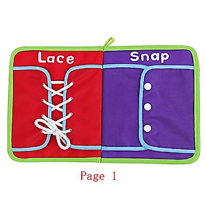 Kghios Montessori Toys Materials for Toddlers BusyBoard,Busy Board Learn to Dress Board Early Learning Basic Life Skills - Zip, Snap, Button, Buckle, Lace & Tie Educational Tools Preschool Learning