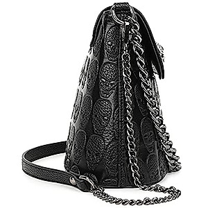FiveloveTwo Handbags for Women Punk Ladies Purses PU Leather Satchel Skull Shoulder Tote Bag Black
