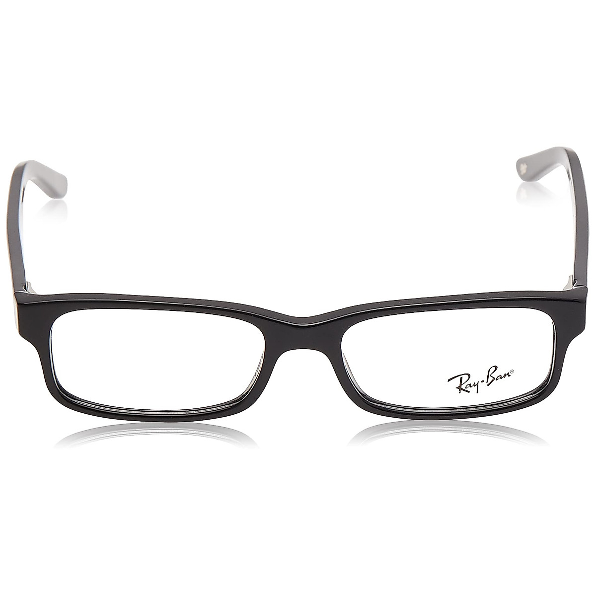 Ray-Ban RX5187 Rectangular Prescription Eyeglass Frames, Black/Demo Lens, 52 mm