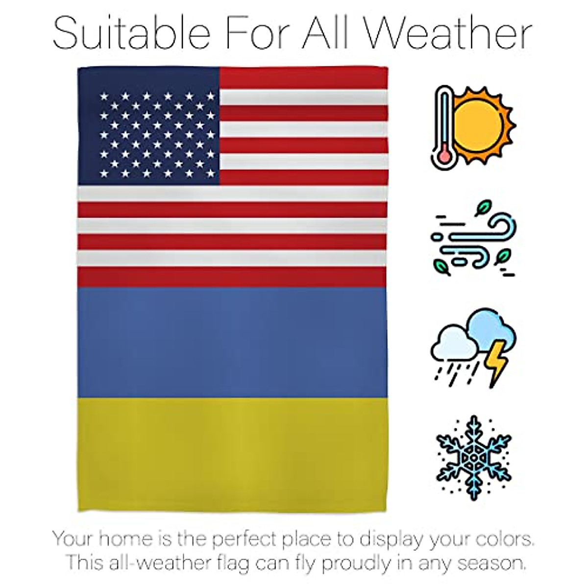 Ukrainian Flag Ukraine US Friendship Garden Ucrania Home Decor Indoor Tapestry World Country - Outdoor Decorations House Banner Wall Hanging Small Yard Stand With Ukrainian Gifts Made In USA