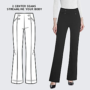 Tapata Women's Bootcut Dress Pants 28"/30"/32"/34" Work Pants with Pockets Stretchy Slacks Business Casual Pants Tall/Long/Petite/Regular, 30" Black, XL