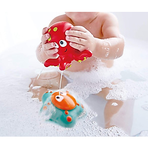 Hape Ocean Floor Squirters | Colorful Baby & Toddler Bath Toys, Colorful Baby & Toddler Bath Toys, Silicone and Non-Toxic Set, Water Spouting and Suction, Octopus & Starfish