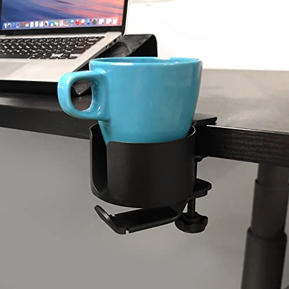 AirTaxiing Desk Cup Holder with Headphone Hanger for Desk in Home, Anti-Spill Cup Holder for Desk, Table Cup Holder for Water Bottles, Wheelchairs, Workstations, Gaming Desk Accessories