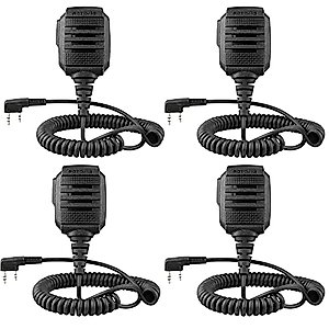 Retevis IP54 Waterproof 2 Pin Walkie Talkie Speaker Microphone Compatible with Retevis RT22 RT21 RT68 H-777 RT22S RB29 RT86 RT-5R RT19 RT27 Baofeng BF-F8HP UV-5R Arcshell AR-5 Two Way Radio(4 Pack)