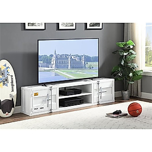 Acme Cargo 2-Door Metal Frame TV Stand with Shelves in White