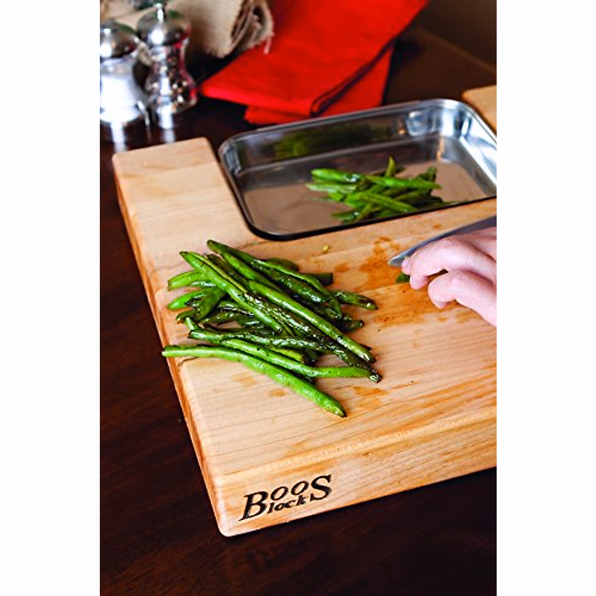 John Boos Block PM1514225-P Newton Prep Master Maple Wood Reversible Cutting Board with Juice Groove and Pan, 15 Inches x 14 Inches x 2.25 Inches