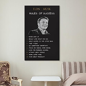 Khglxm ELON MUSK Motivational Poster Rules of Success Canvas Wall Art Prints for Wall Decor Room Decor Bedroom Decor Gifts Posters 08x12inch(20x30cm) Unframe-style