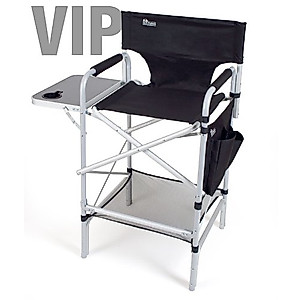 Earth Products Store - Executive VIP Tall Directors Chair w/Folding Side Table and Zippered Carry Bag - 31" Seat Height - Lightweight - 375LBS (MAX Load)