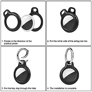 Ainiv Holder Case for AirTags, Waterproof Protective Case for AirTags, Ultra Light Anti-Scratch Protective AirTag with Keychain, Item Finders for Pets, Luggage, Wallet, Backpacks-Black