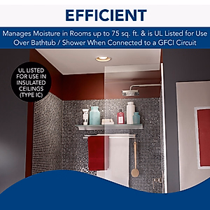 Broan-NuTone 744L Recessed Light Ventilation Fan, Selectable Speed 50-80 CFM, 0.3-2 Sones, White