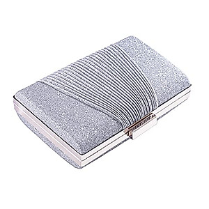 Mulian LilY Silver Glitter Dazzling Clutch Bag Evening Bag With Detachable Chain Party Prom Bag Wedding Purses M513
