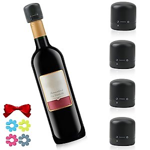 4PCS Wine Stoppers, Reusable Champagne Stoppers，Silicone Wine Stopper, Wine Stoppers for Wine Bottles Bulk, Sivikoze Wine Stoppers for Keep Wine Fresh