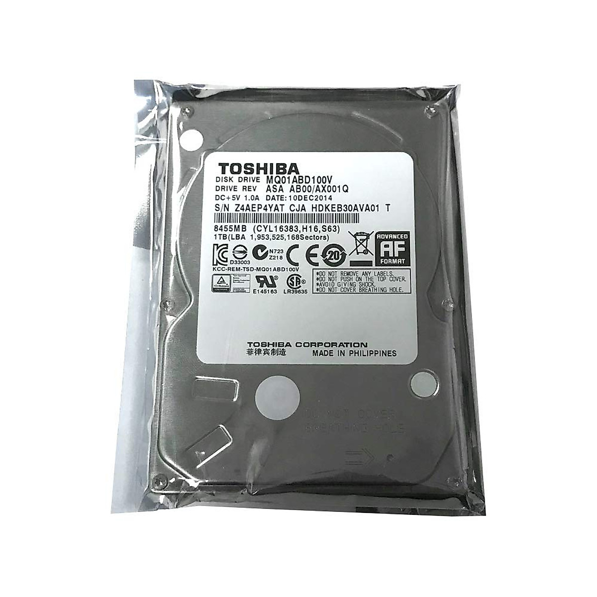 Toshiba 1TB 5400RPM 8MB Cache SATA 3.0Gb/s 2.5 inch Notebook Hard Drive (MQ01ABD100V) - 1 Year Warranty (Renewed)